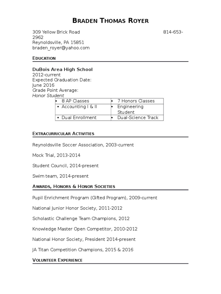 Braden Royer Resume | PDF