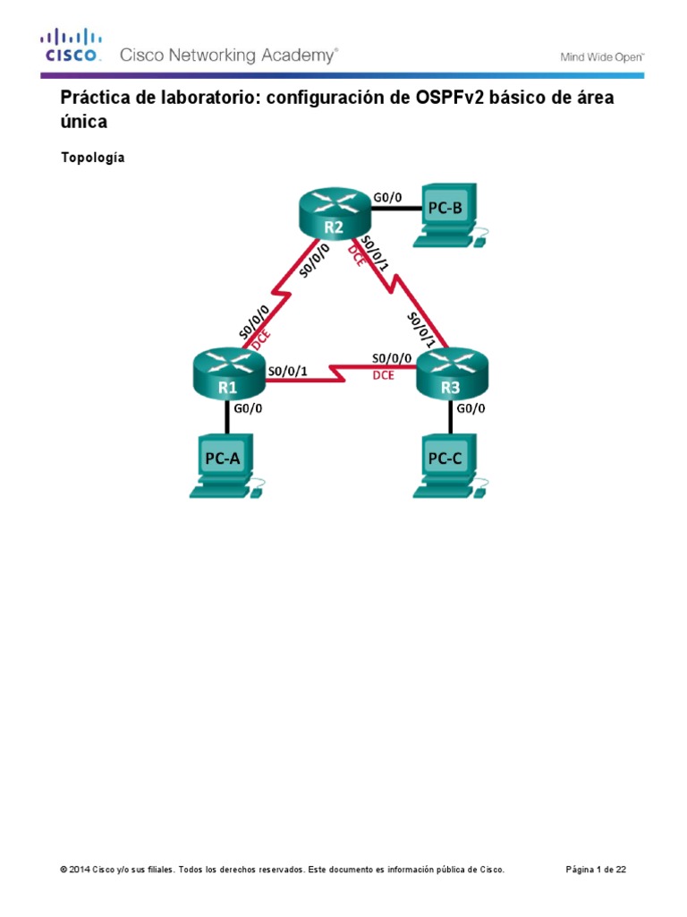 Instrucciones de Configuración Básica de OSPF en Un Area OSPFv2 | PDF | Enrutador (Computación ...