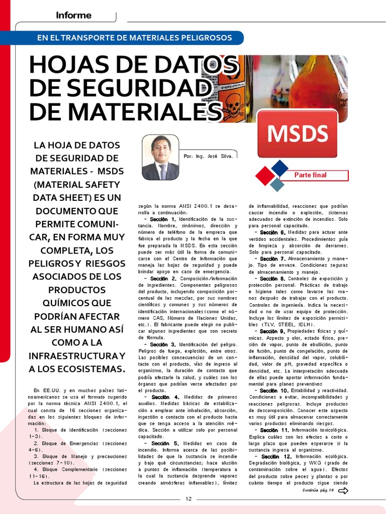Material Safety Data Sheet / Hoja Informativa Sobre Sustancias ...