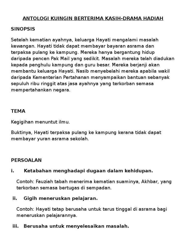 Antologi Kuingin Berterima Kasih-Drama Hadiah | PDF