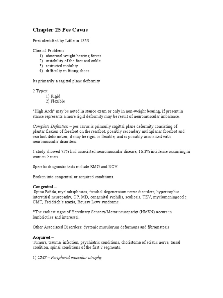 Chapter 25 Pes Cavus: Complete Definition - Pes Cavus Is Primarily ...