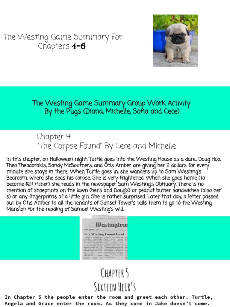 Westing Game Chapters 4-6 Summary | PDF