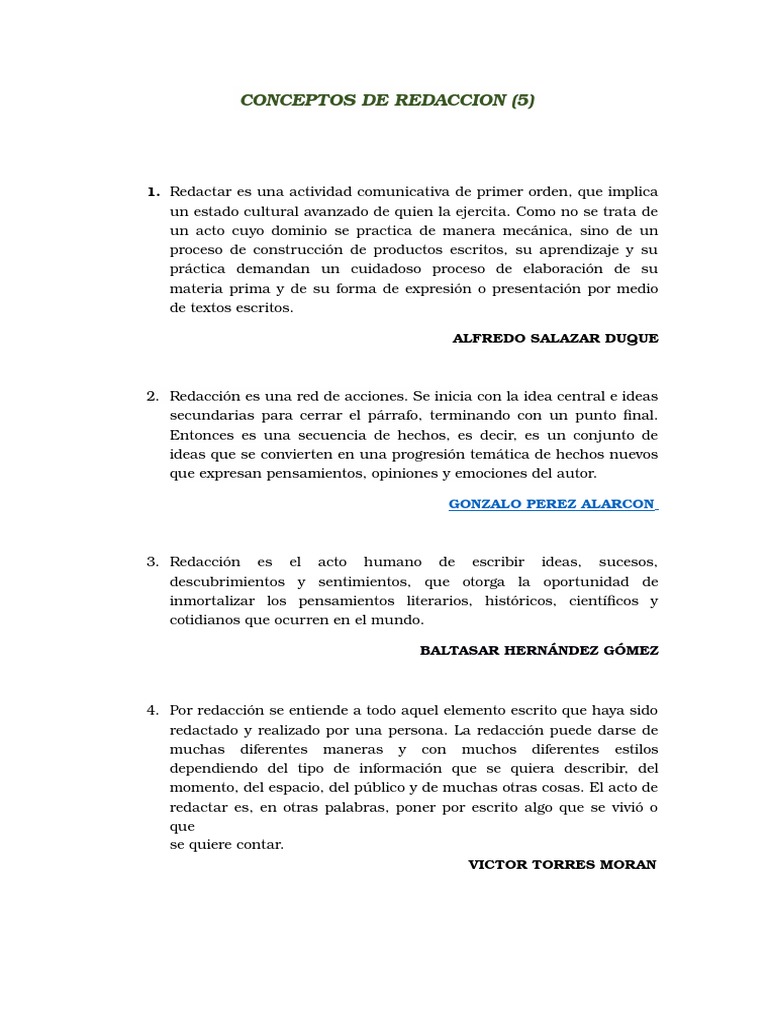 5 Conceptos de Redaccion | Autor | Cognición | Prueba gratuita de 30 ...
