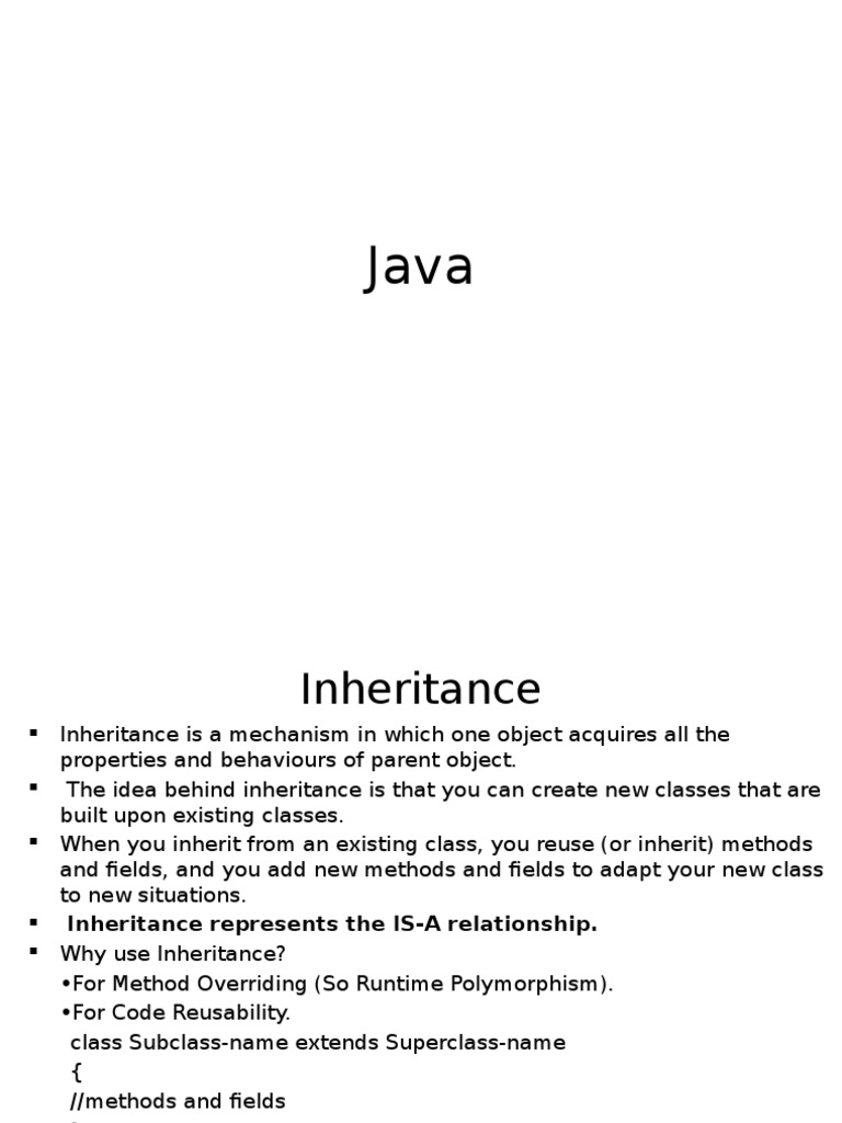 Java Inhertance Infaces Pdf Inheritance Object Oriented Programming Class Computer 
