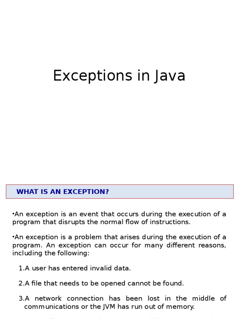 Exceptions Handling Pdf Java Programming Language Programming Paradigms