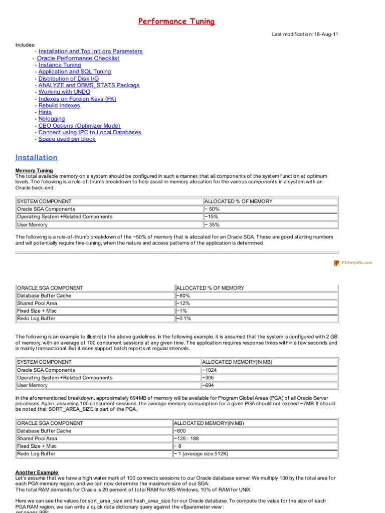 Tuning | PDF | Oracle Database | Cache (Computing)