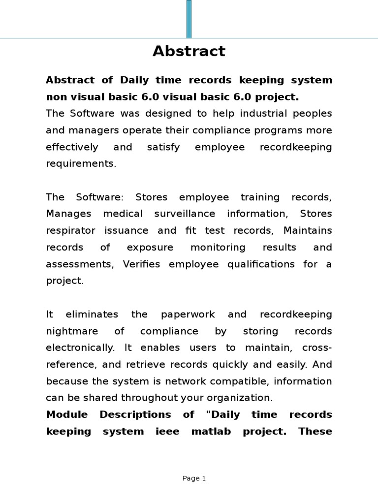 Daily Time Record Keeping System | PDF | Records Management | Personal ...