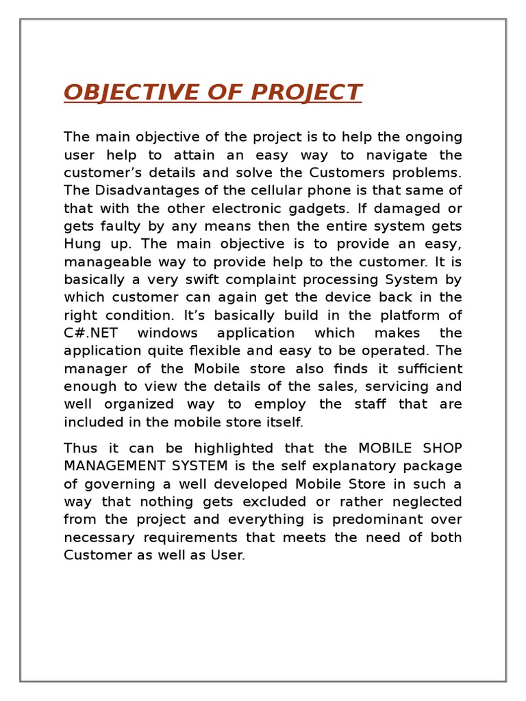 Mobile Store Management System | PDF | Conceptual Model | Feasibility Study