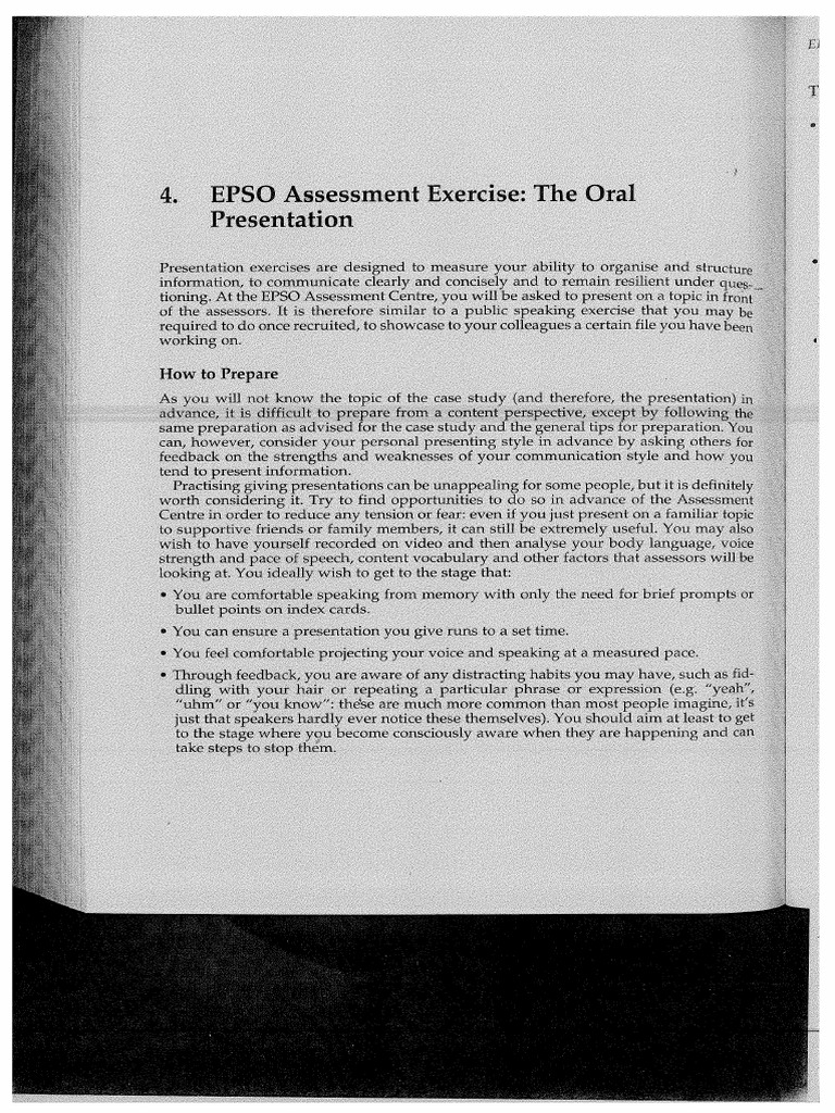 EPSO Assessment Exercise - The Oral Presentation | PDF | European ...