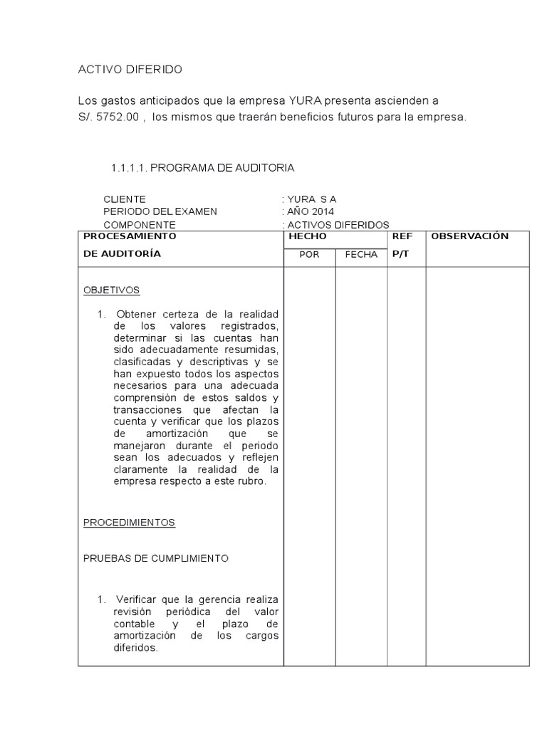 Activo Diferido | PDF | Amortización (Negocio) | Contabilidad