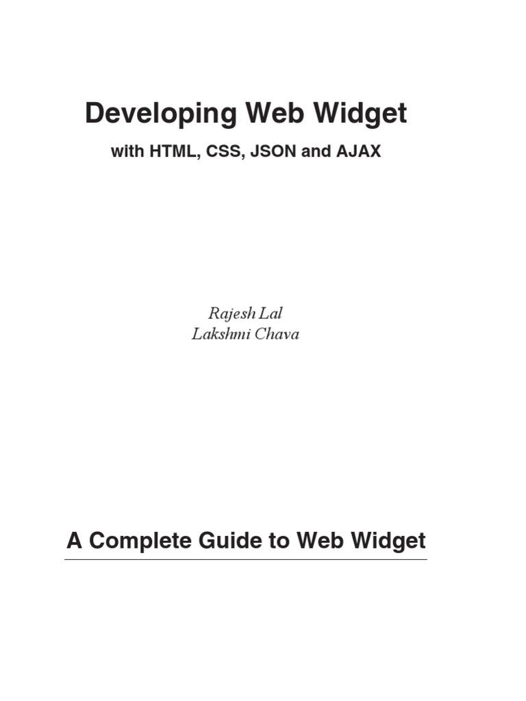 Table Of Contents Developing Web Widget With Html Css Json And Ajax