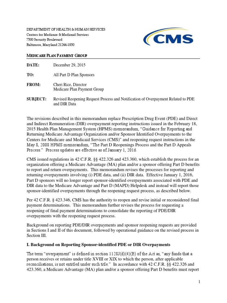 HPMS Memo | PDF | Medicare Part D | Medicare (United States)