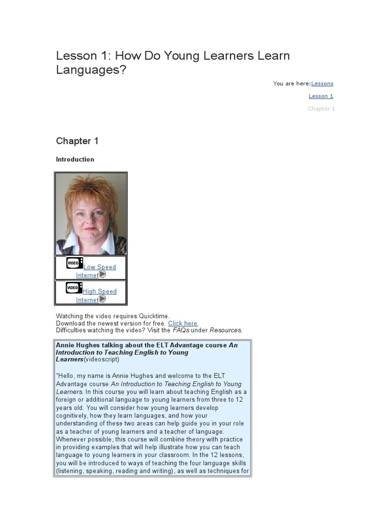 ELT Advantage TEYL Lesson 1 | PDF | English As A Second Or Foreign ...