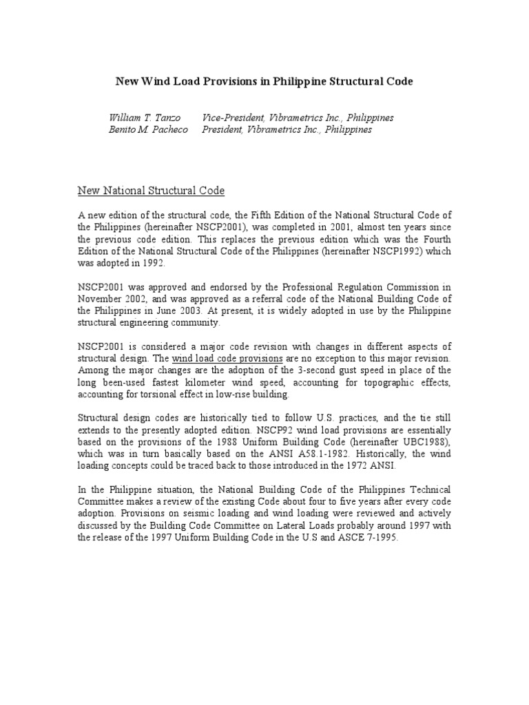 New Wind Load Provisions in Philippine Structural Code | PDF | Wind ...
