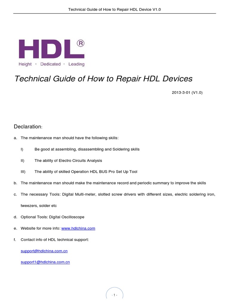 Technical Guide of How To Repair HDL Devices V1.0 | Download Free PDF ...