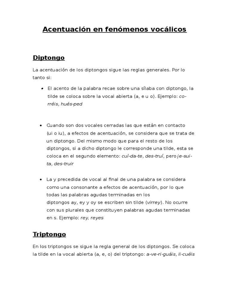 Acentuación en Diptongos y Triptongos | PDF | Vocal | Idiomas