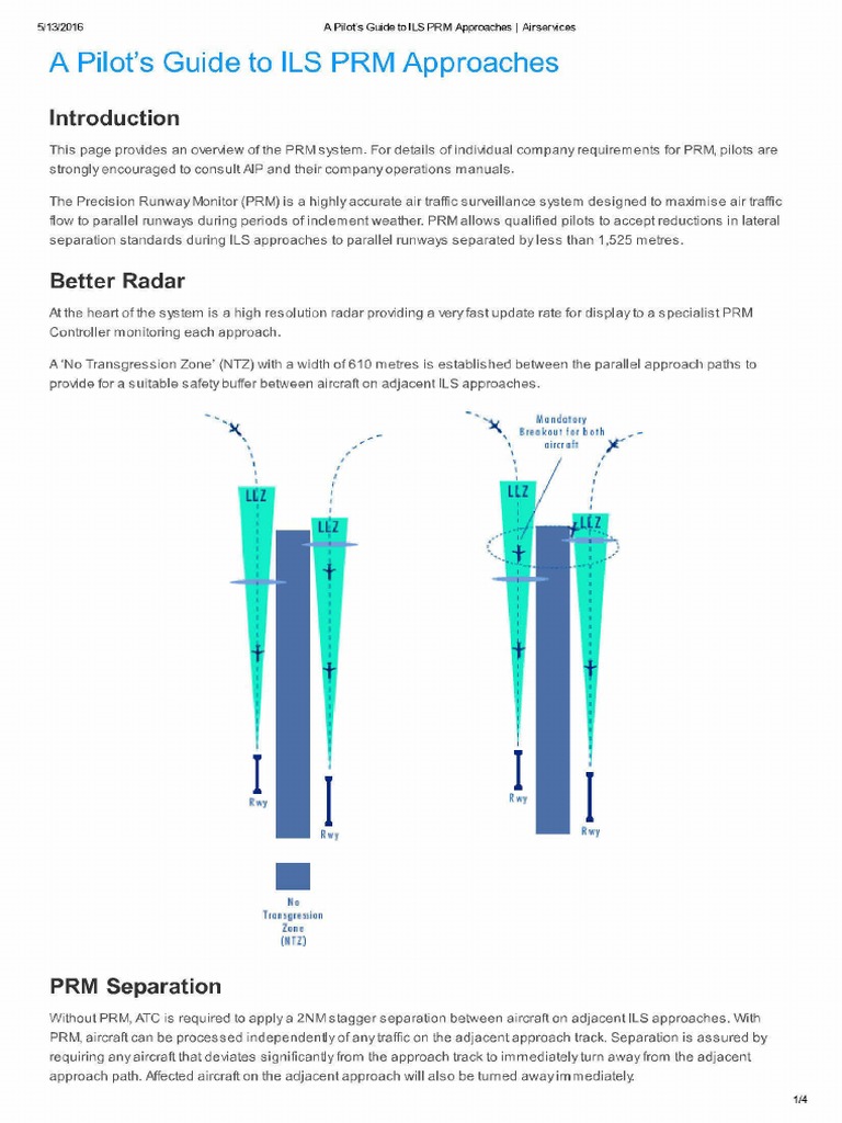 A Pilot's Guide To ILS PRM Approaches | PDF | Air Traffic Control ...