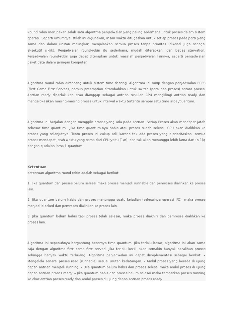 Round Robin Merupakan Salah Satu Algoritma Penjadwalan Yang Paling Sederhana Untuk Proses Dalam ...