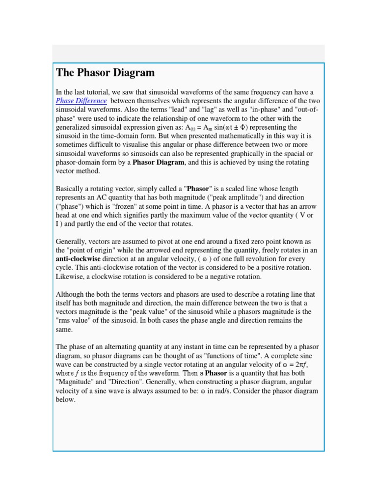 Phasor Diagram | PDF | Euclidean Vector | Motion (Physics)