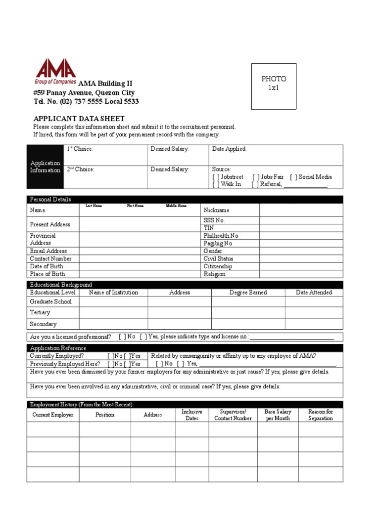 Application Form | PDF | Employment | Salary