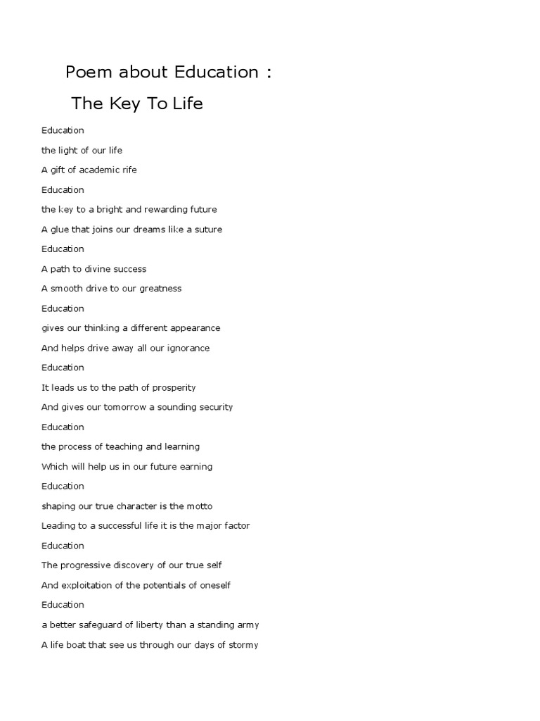 Poem About Education | PDF