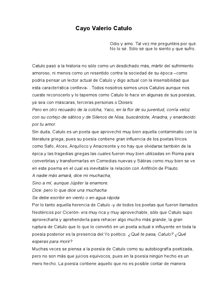 Cayo Valerio Catulo | PDF | Poesía | Amor