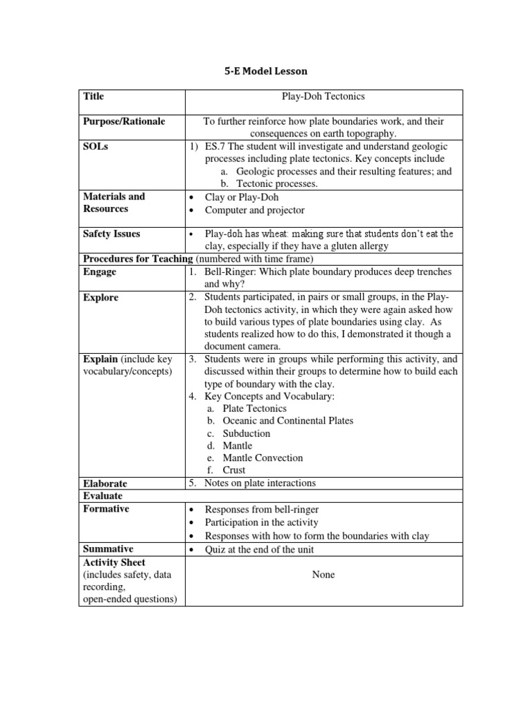 Play-Doh Tectonics for Students | PDF