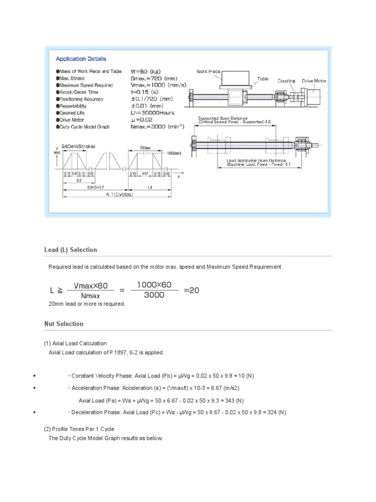 Ball Screw Cal. | PDF | Rotation Around A Fixed Axis | Acceleration