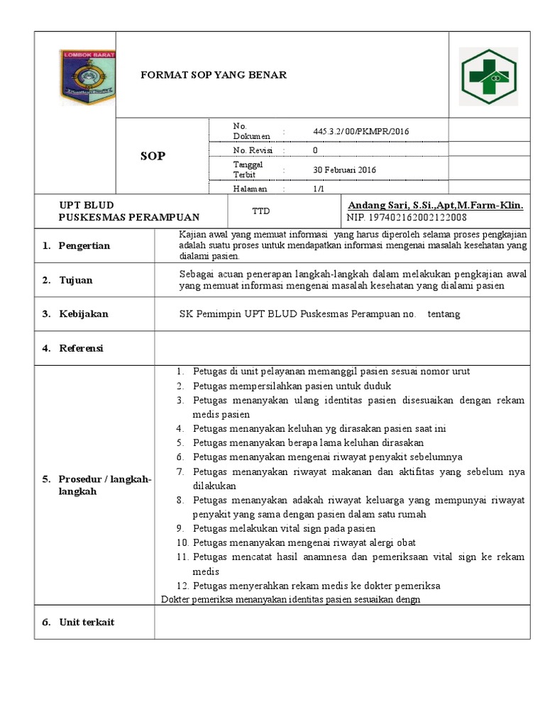Format Sop Yang Benar | PDF | Kesehatan Holistik | Sains & Matematika