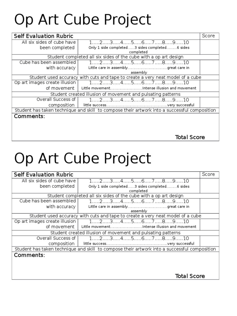 Op Art Cube Project Rubric | PDF | Art