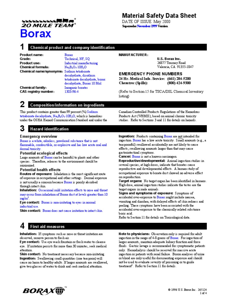 Borax PDF | PDF | Boron | Occupational Safety And Health