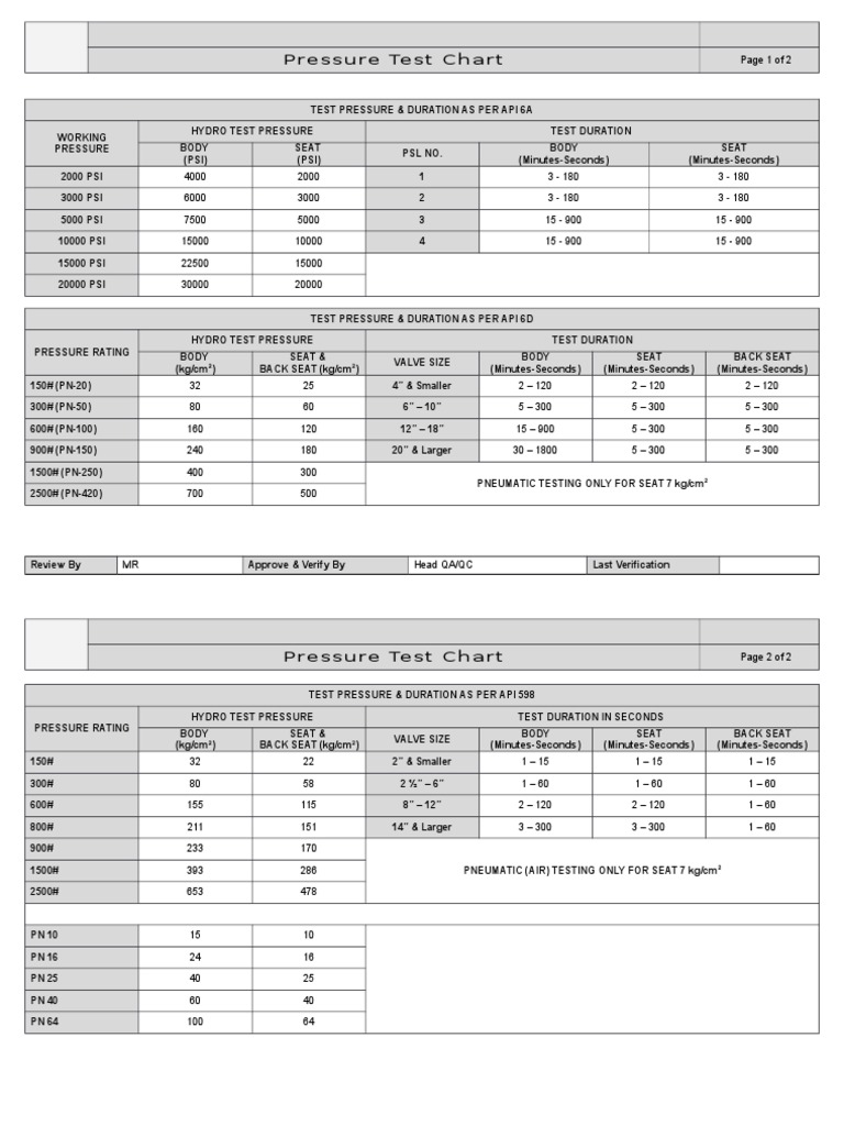 Pressure Test Chart | PDF | Science & Mathematics | Computers