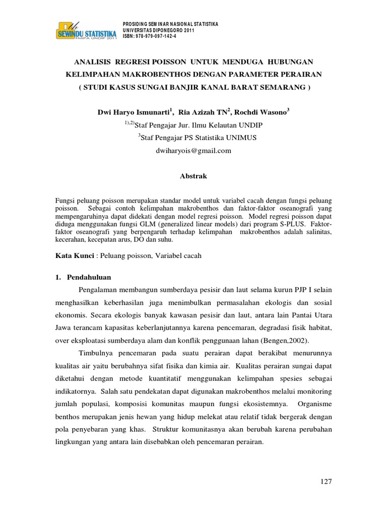 Analisis Regresi Poisson - Kelimpahan Makrobentos | PDF | Sains ...