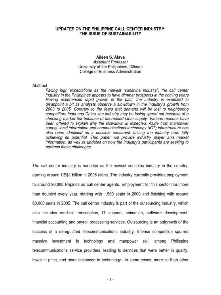 Research On Call Center Philippines | PDF | Offshoring | Outsourcing