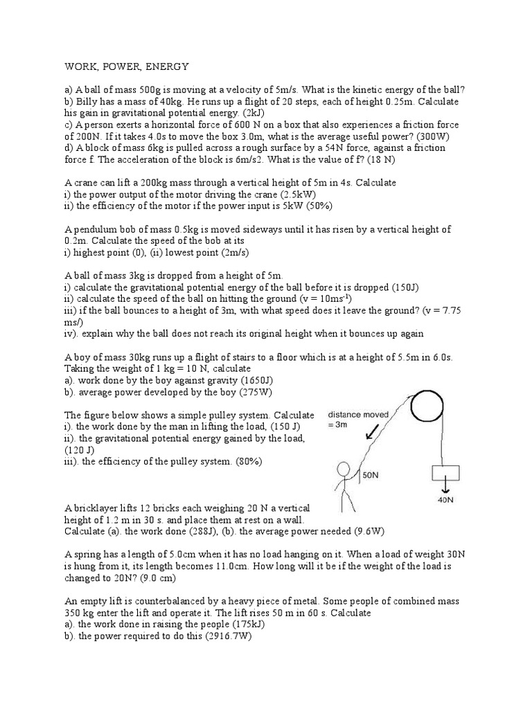 Wpe Exercises Pdf Force Pressure