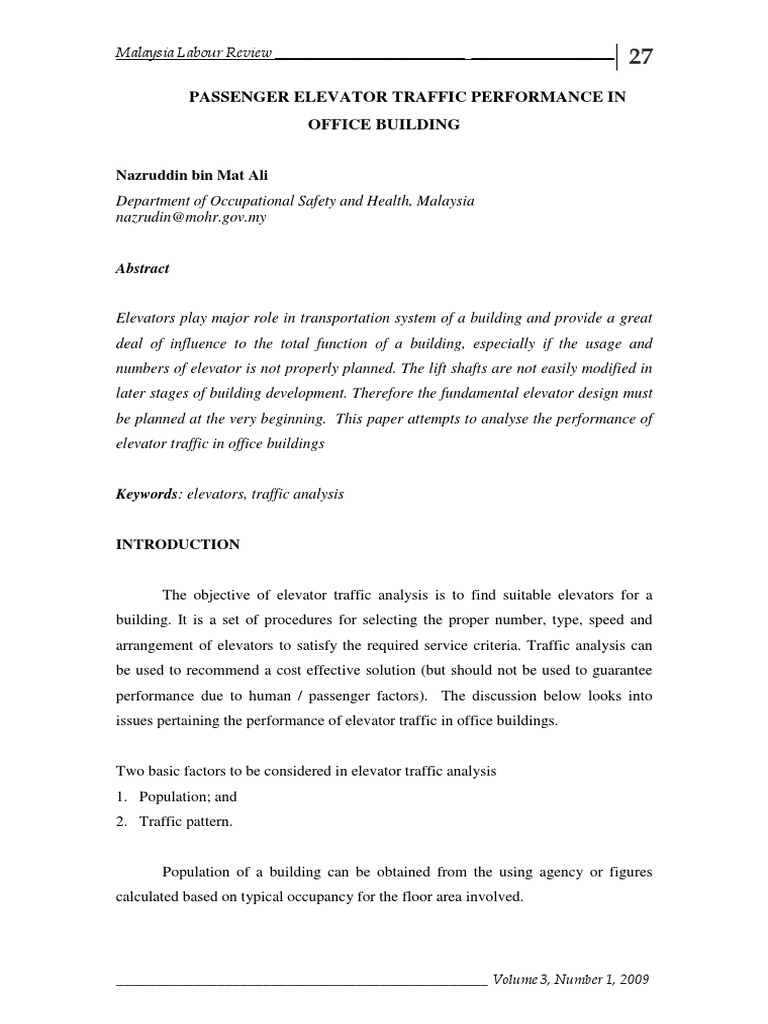 Lift Traffic Performance Report Based On CIBSE Guide | PDF | Elevator ...