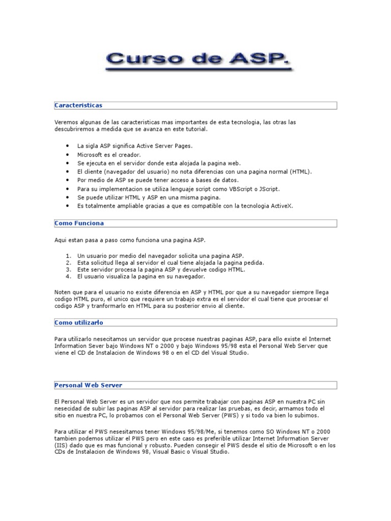 ASP | PDF | Active X Data Objects | Servidor web