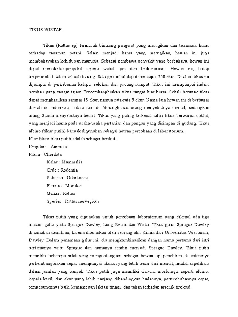 Tikus Wistar | PDF | Griya & Taman | Sains & Matematika