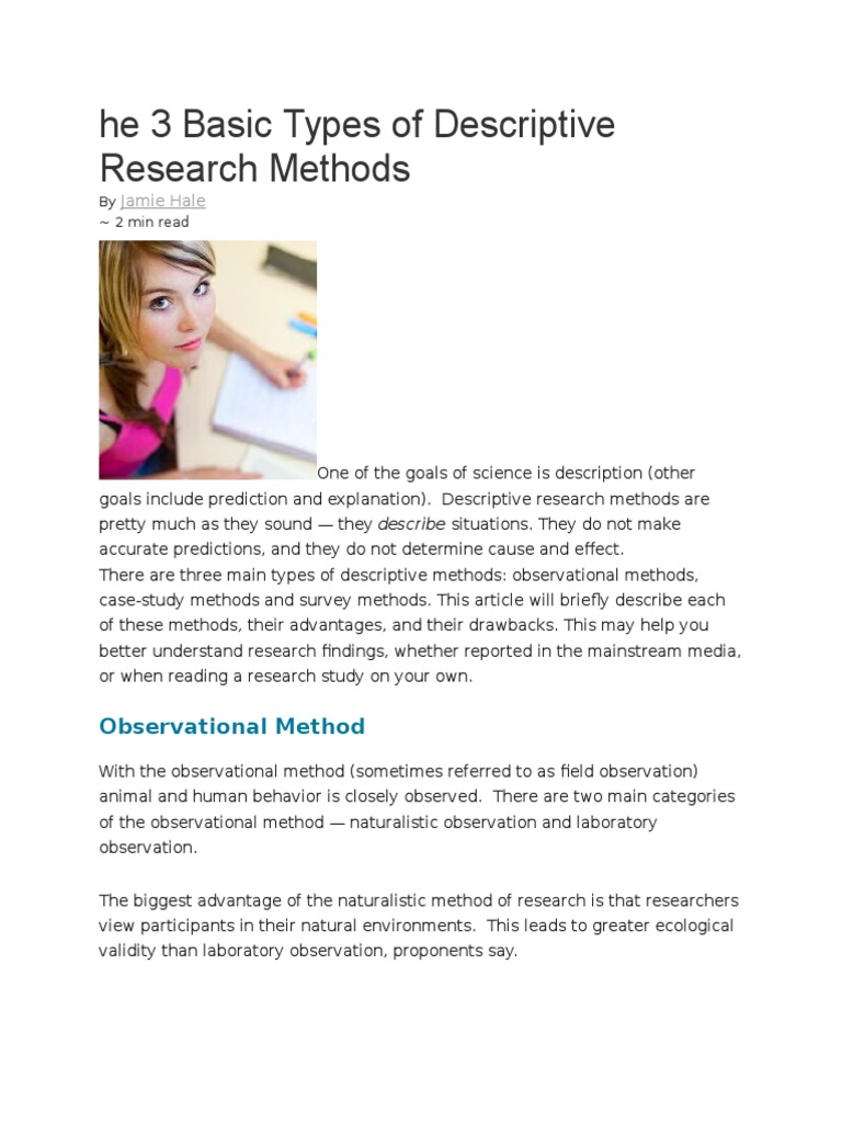 He 3 Basic Types of Descriptive Research Methods | PDF | Survey ...