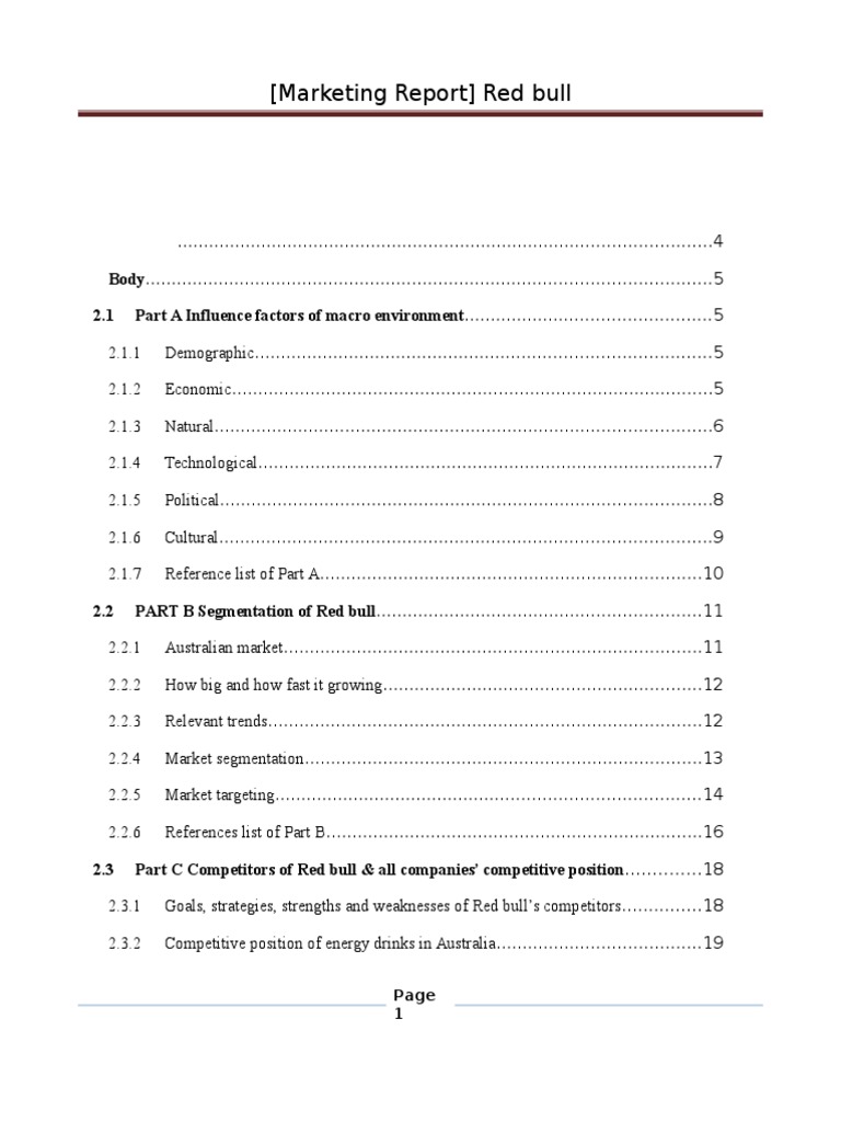 Red Bull Marketing Analysis in Australia | PDF | Brand | Market ...