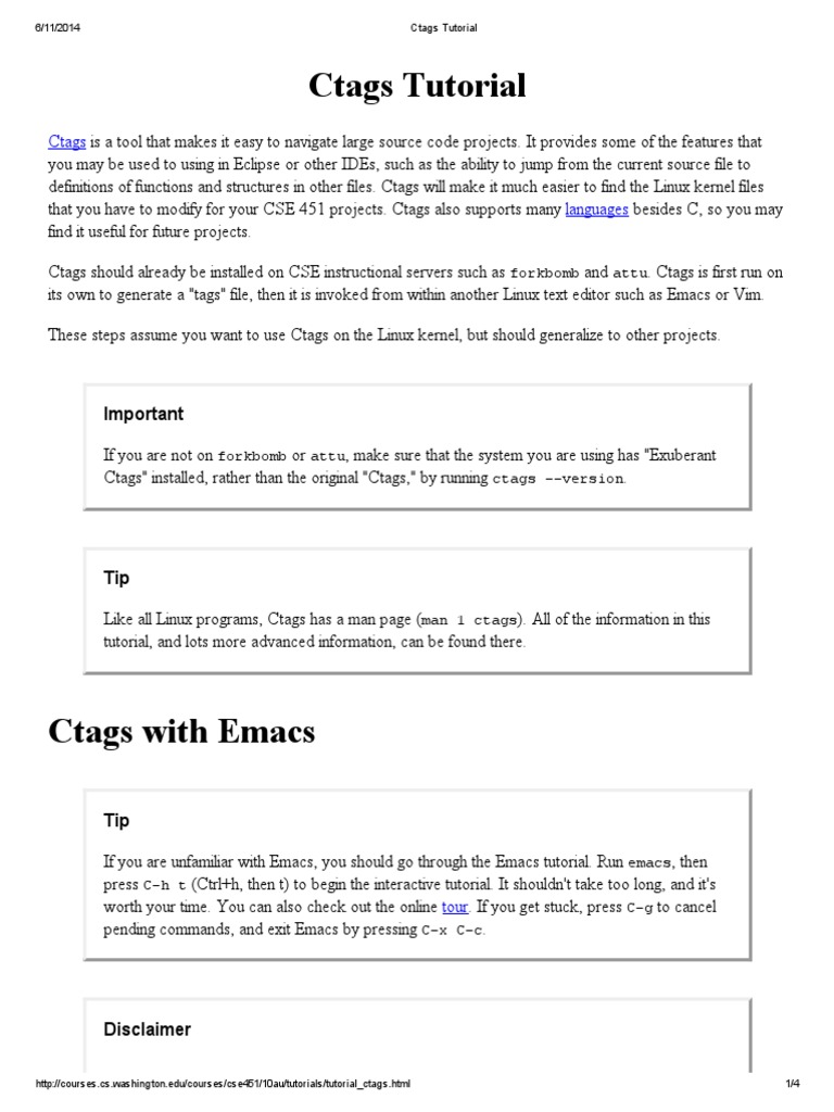 Ctags Tutorial Pdf Source Code Computer Engineering