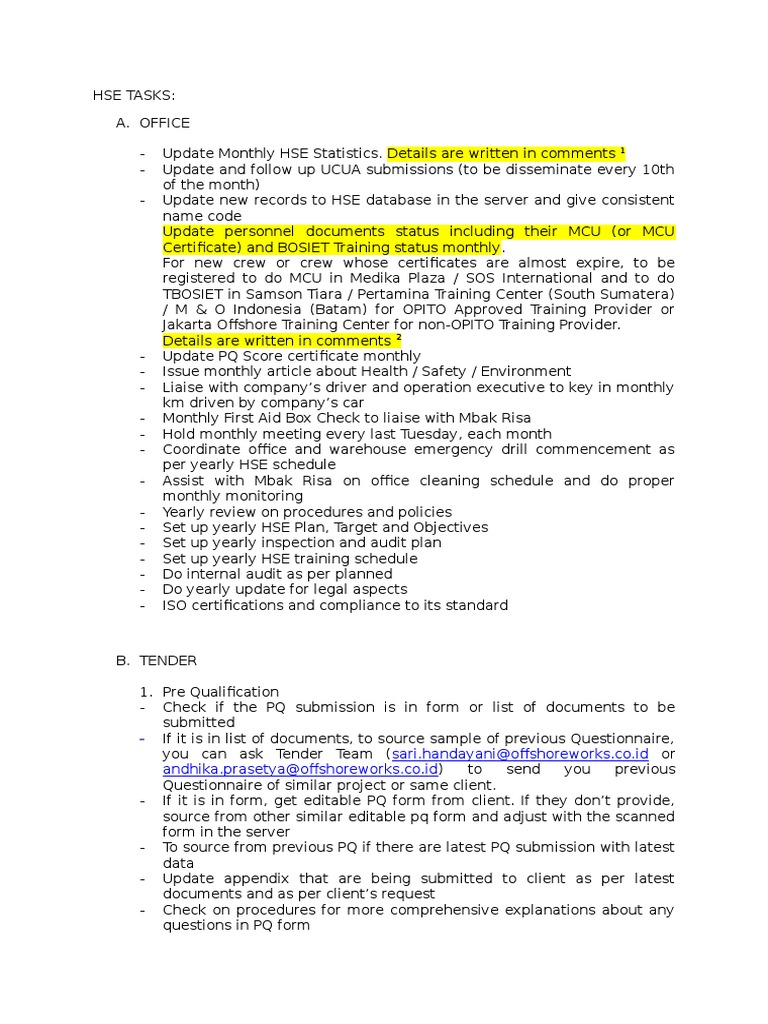 Hse Tasks | PDF | Environmental Impact Assessment | Business