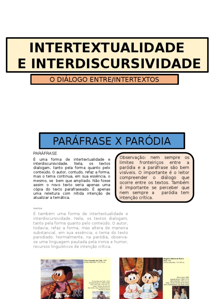 Diálogo entre textos: paráfrase, paródia e intertextualidade em documento sobre formas de ...
