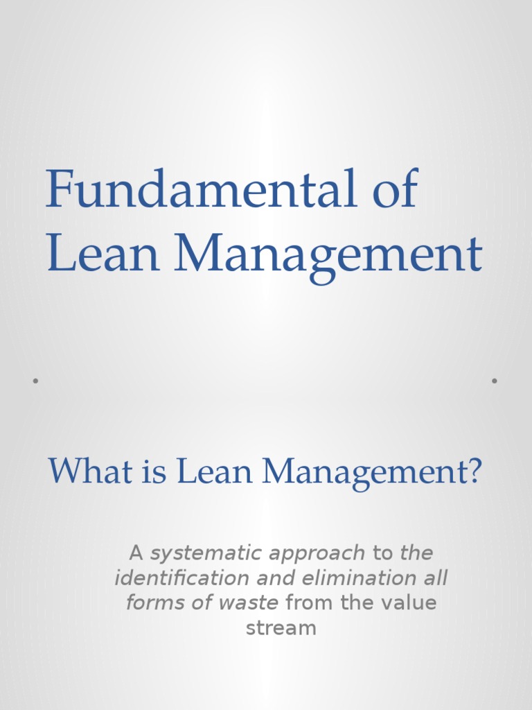 1 Fundamental of Lean Management | PDF | Lean Manufacturing | Economies