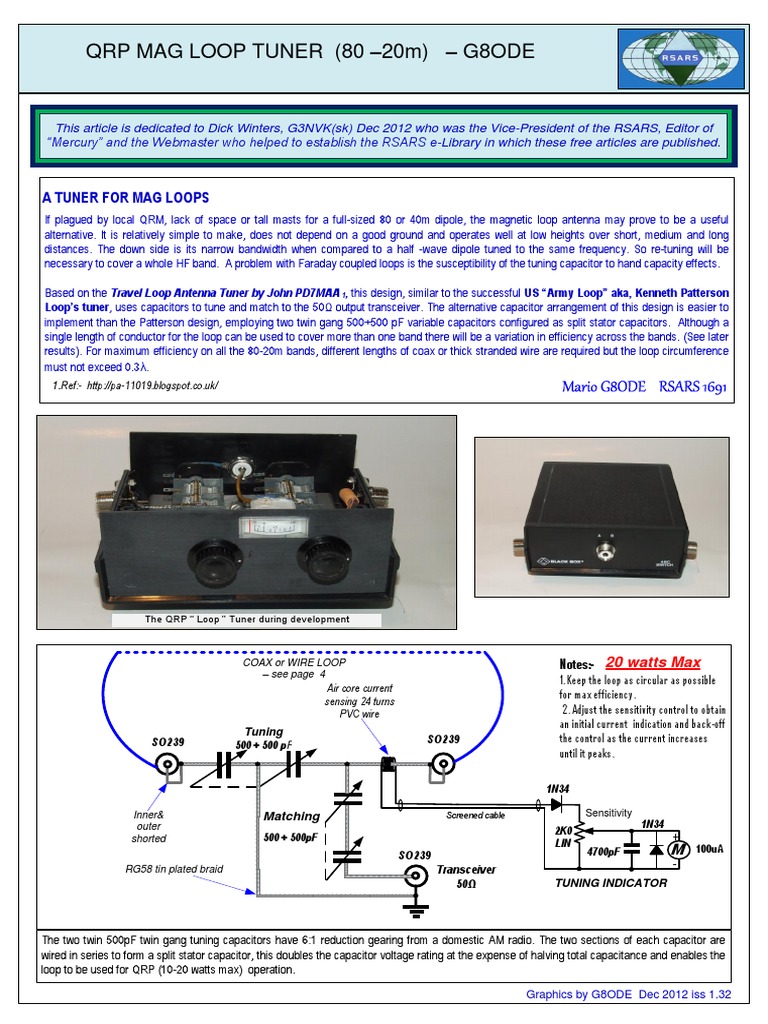 QRP Magnetic Loop Tuner 80-20m | PDF | Capacitor | Coaxial Cable