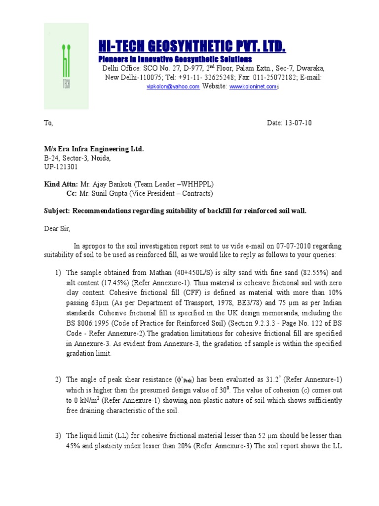 Suitability of Sikalstic Soil Backfill | PDF | Soil | Civil Engineering