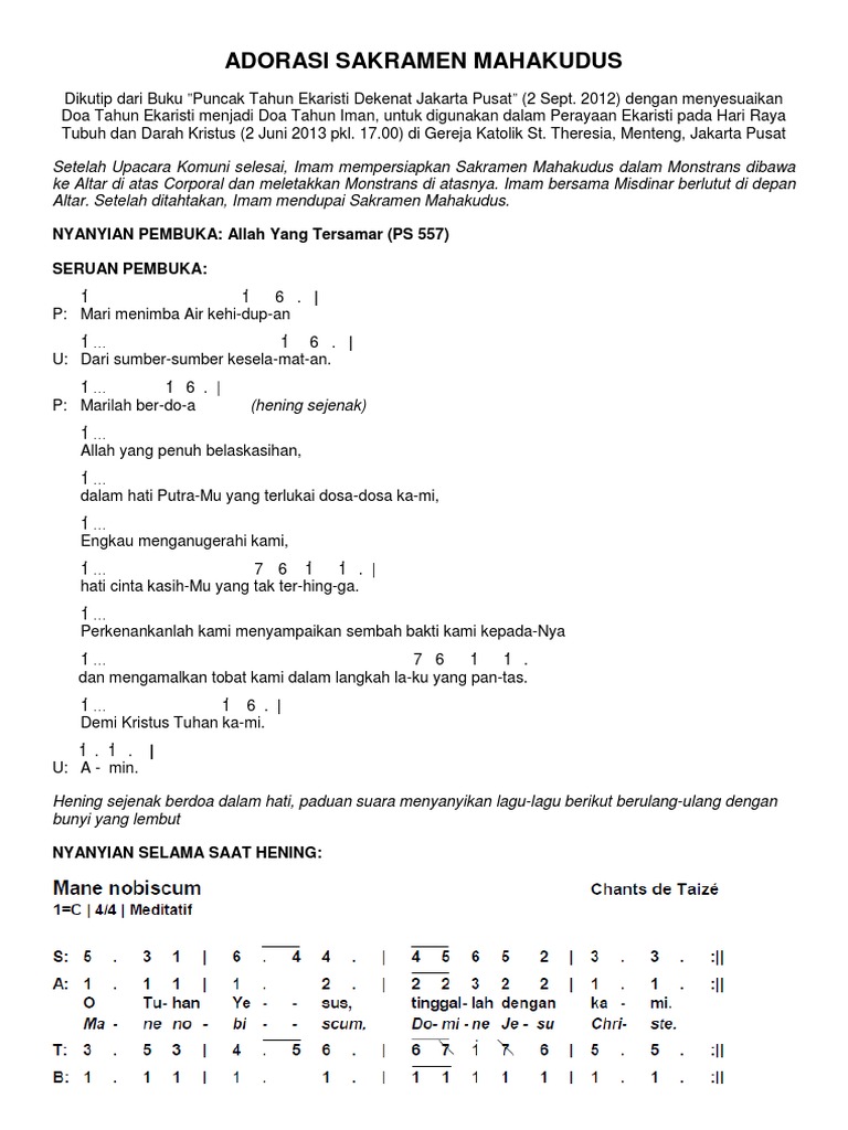 Adorasi Sakramen Maha Kudus | PDF