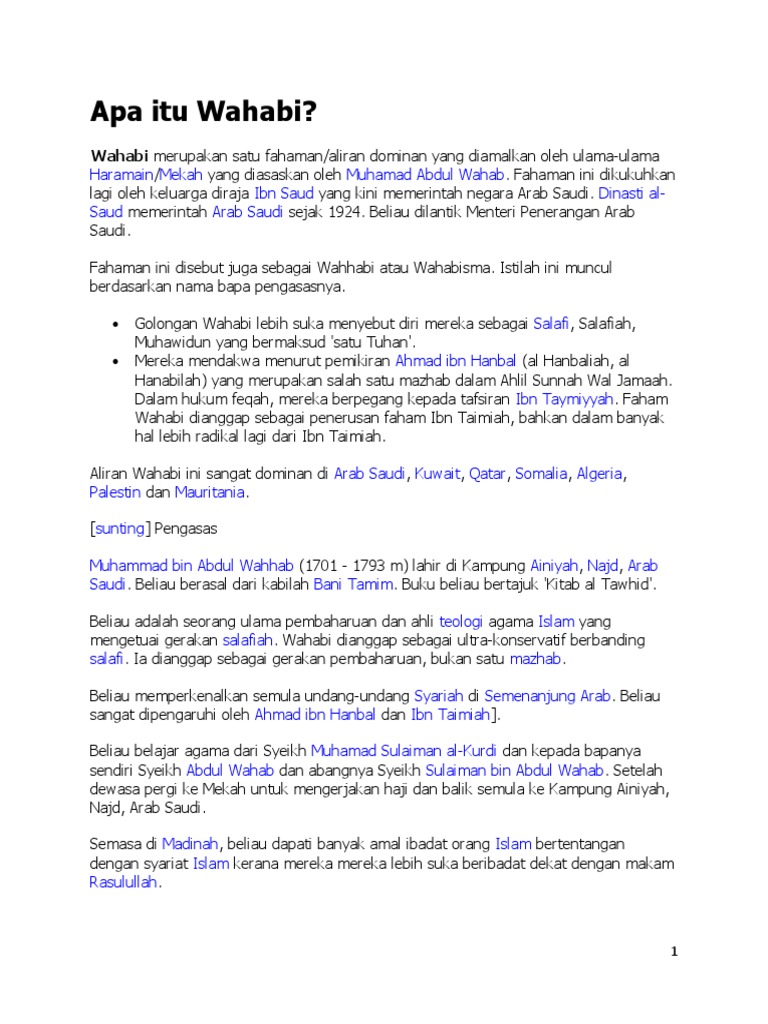 Apa Itu Wahabi | PDF