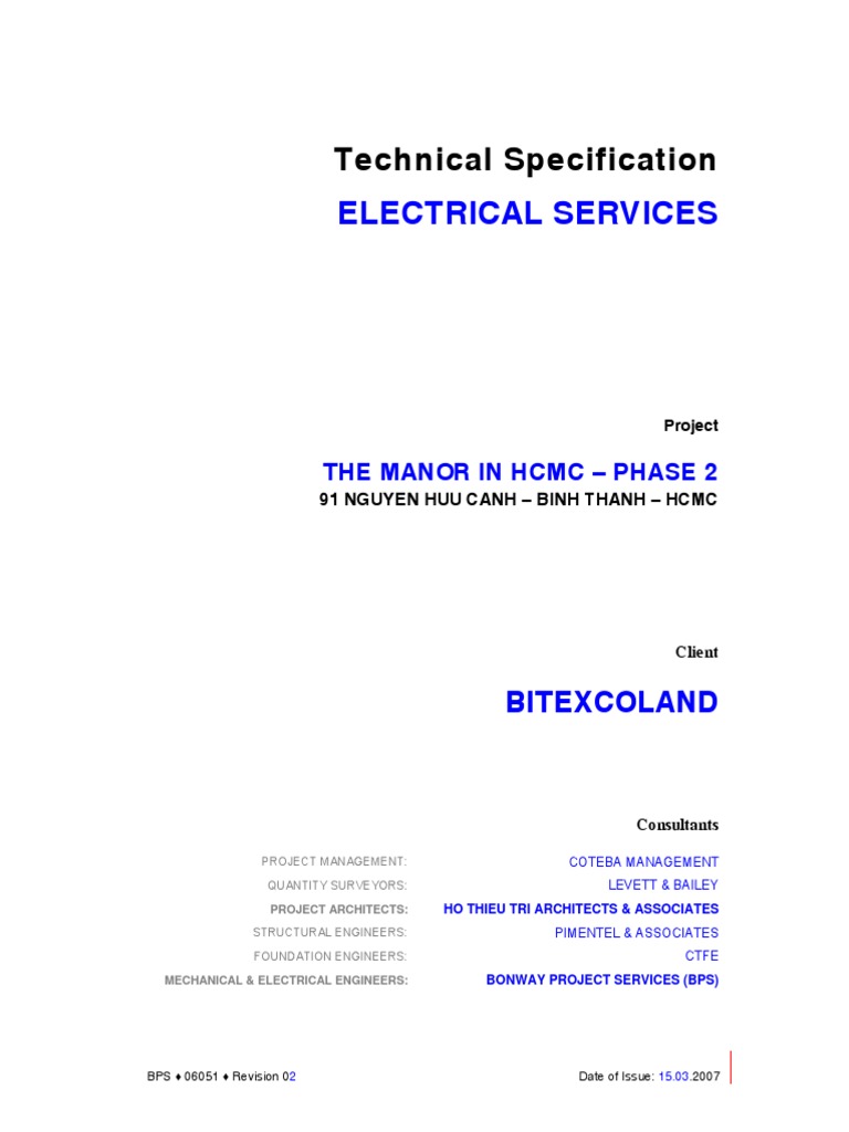 MANOR 2 ELEC SPEC Rev02 16032007 PDF | PDF | Electrical Wiring ...