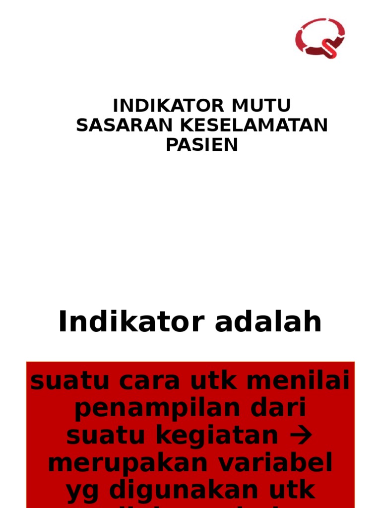 Indikator Mutu Sasaran Keselamatan Pasien | PDF